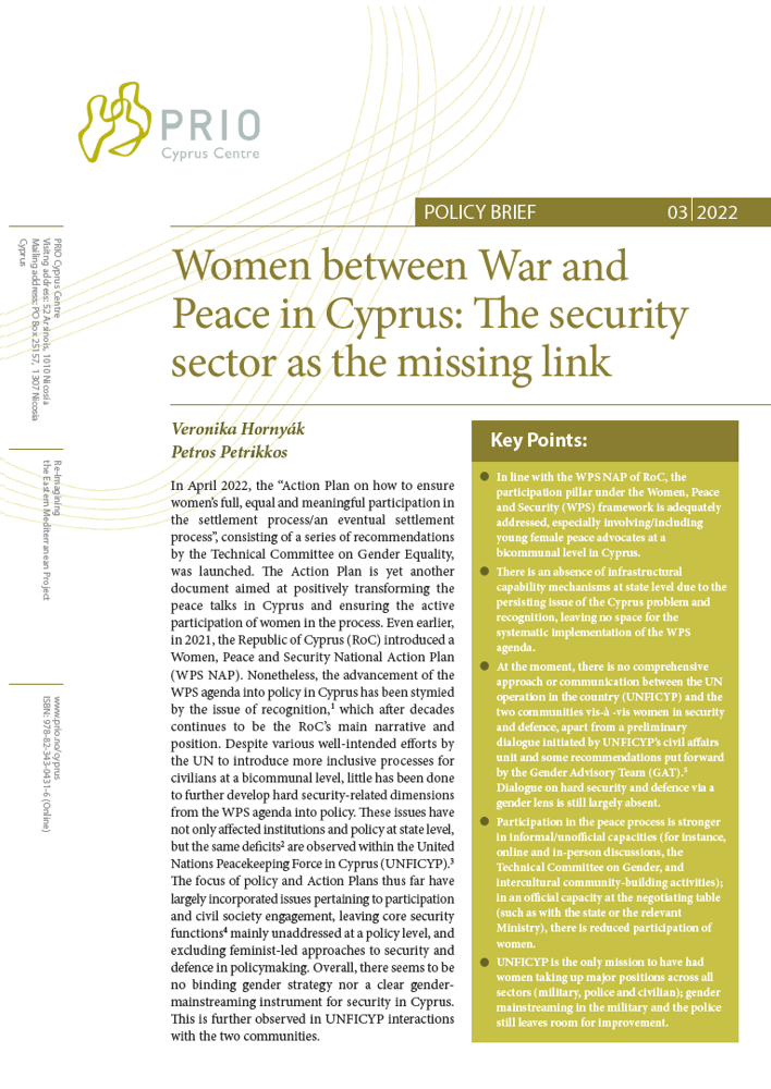 NEW PCC Policy Brief 3/2022 Women between War and Peace in Cyprus: The ...