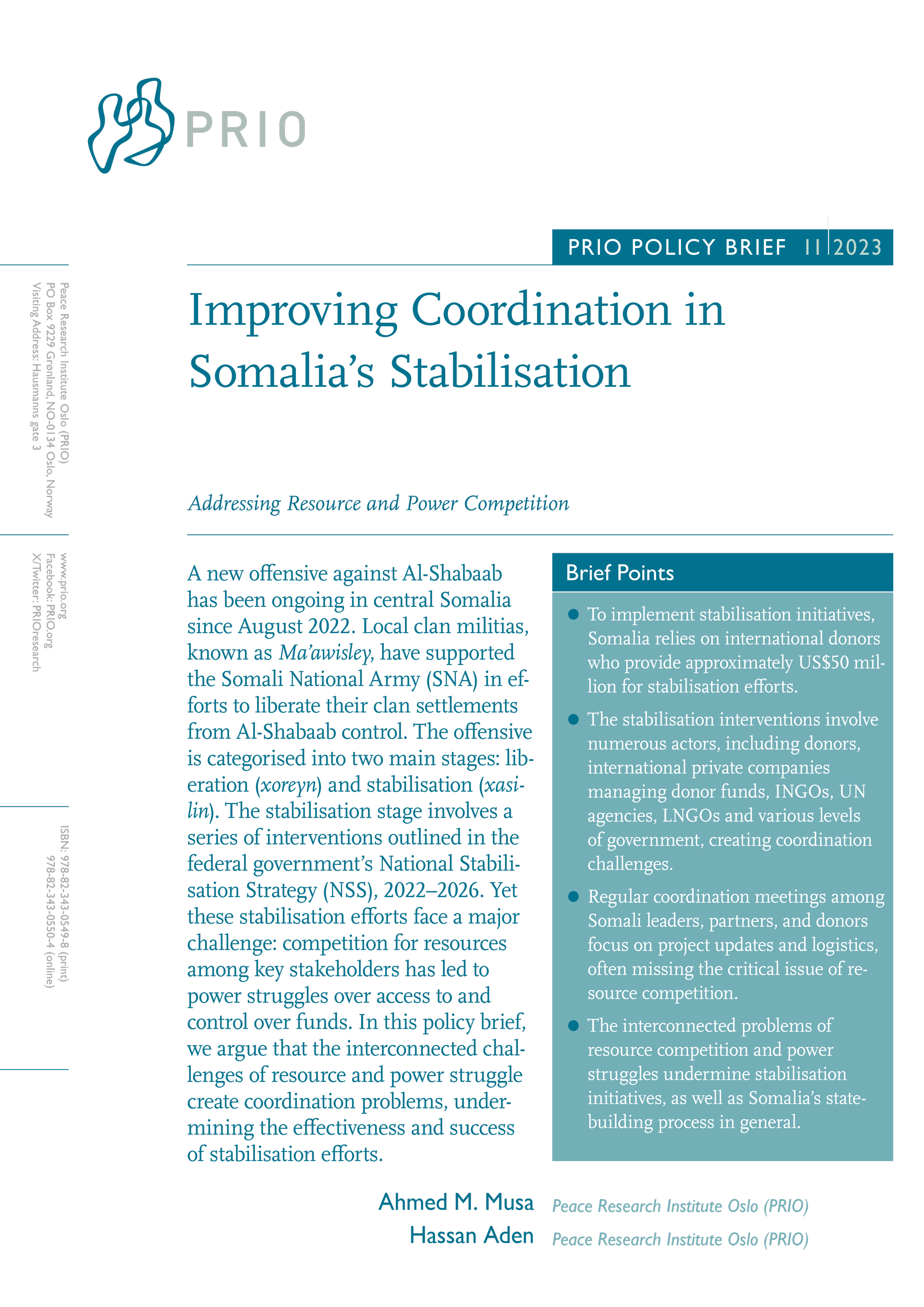 Improving Coordination in Somalia’s Stabilisation: Addressing Resource ...