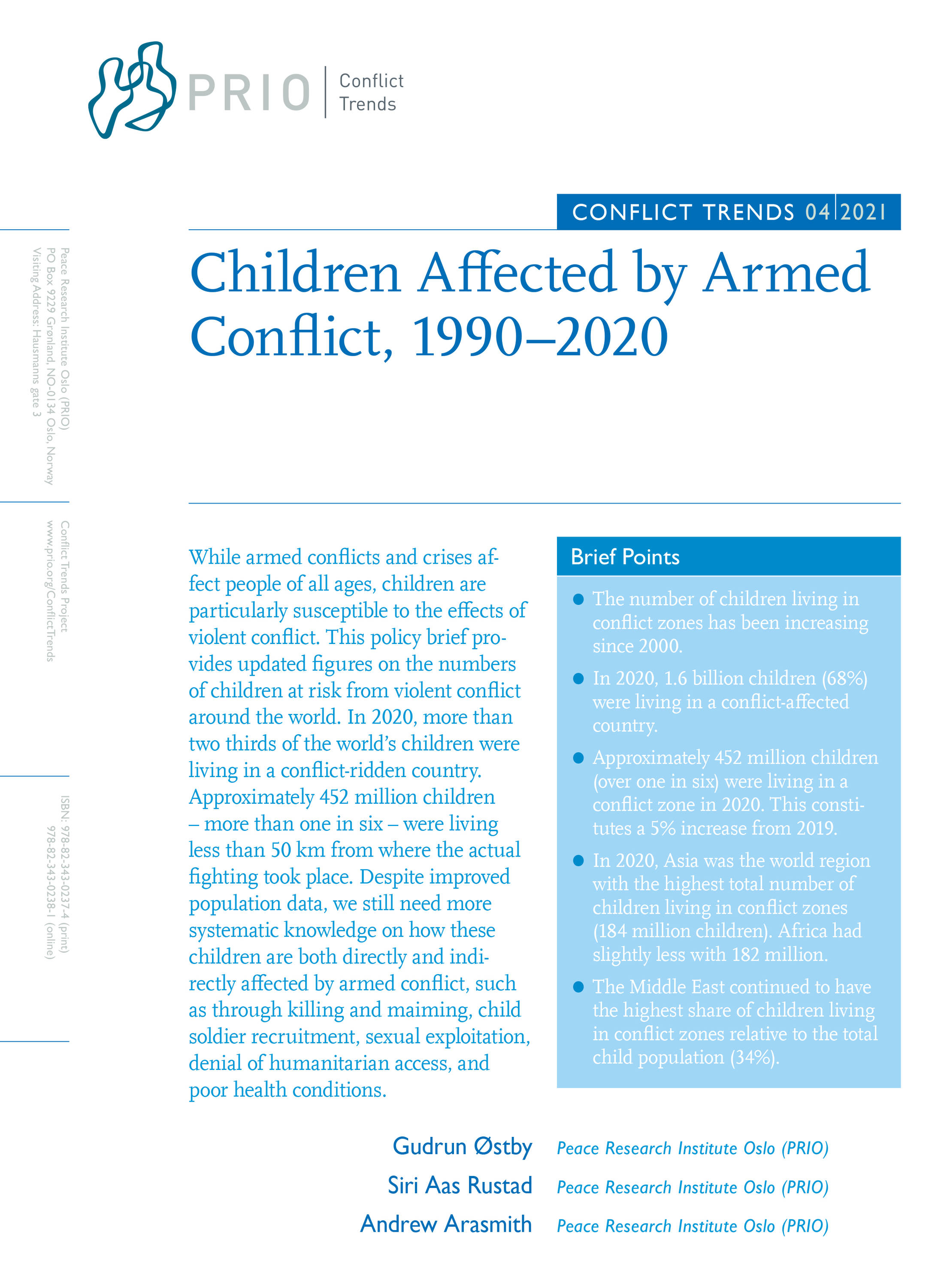 Children Affected by Armed Conflict, 1990–2020 – Peace Research ...