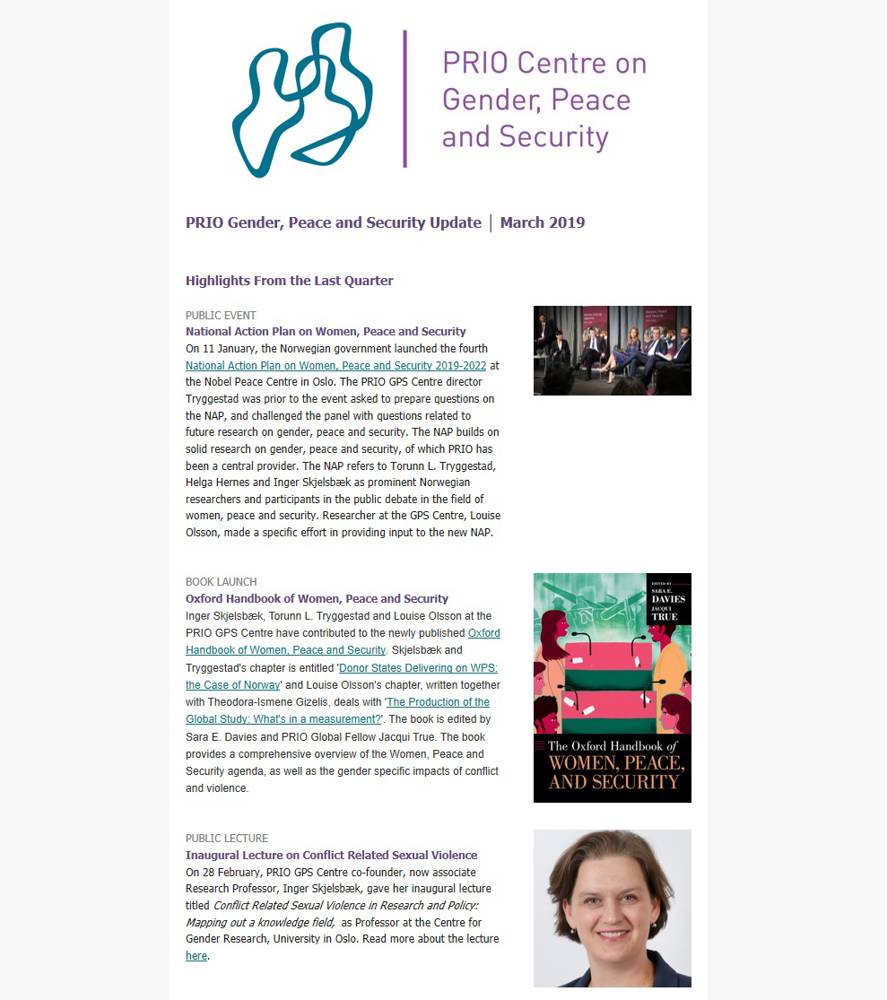 New Issue of Gender, Peace and Security Update Out – PRIO Centre on ...